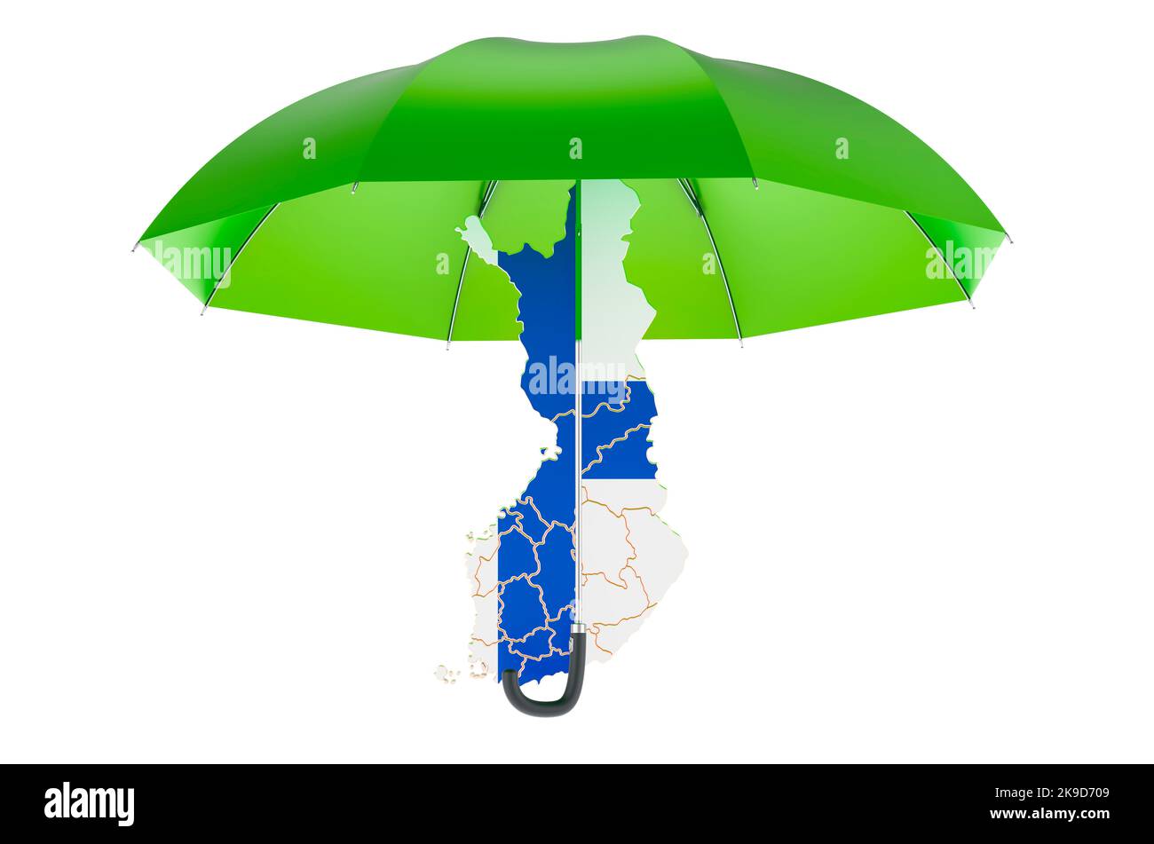 Finnish map under umbrella. Security and protect or insurance concept ...