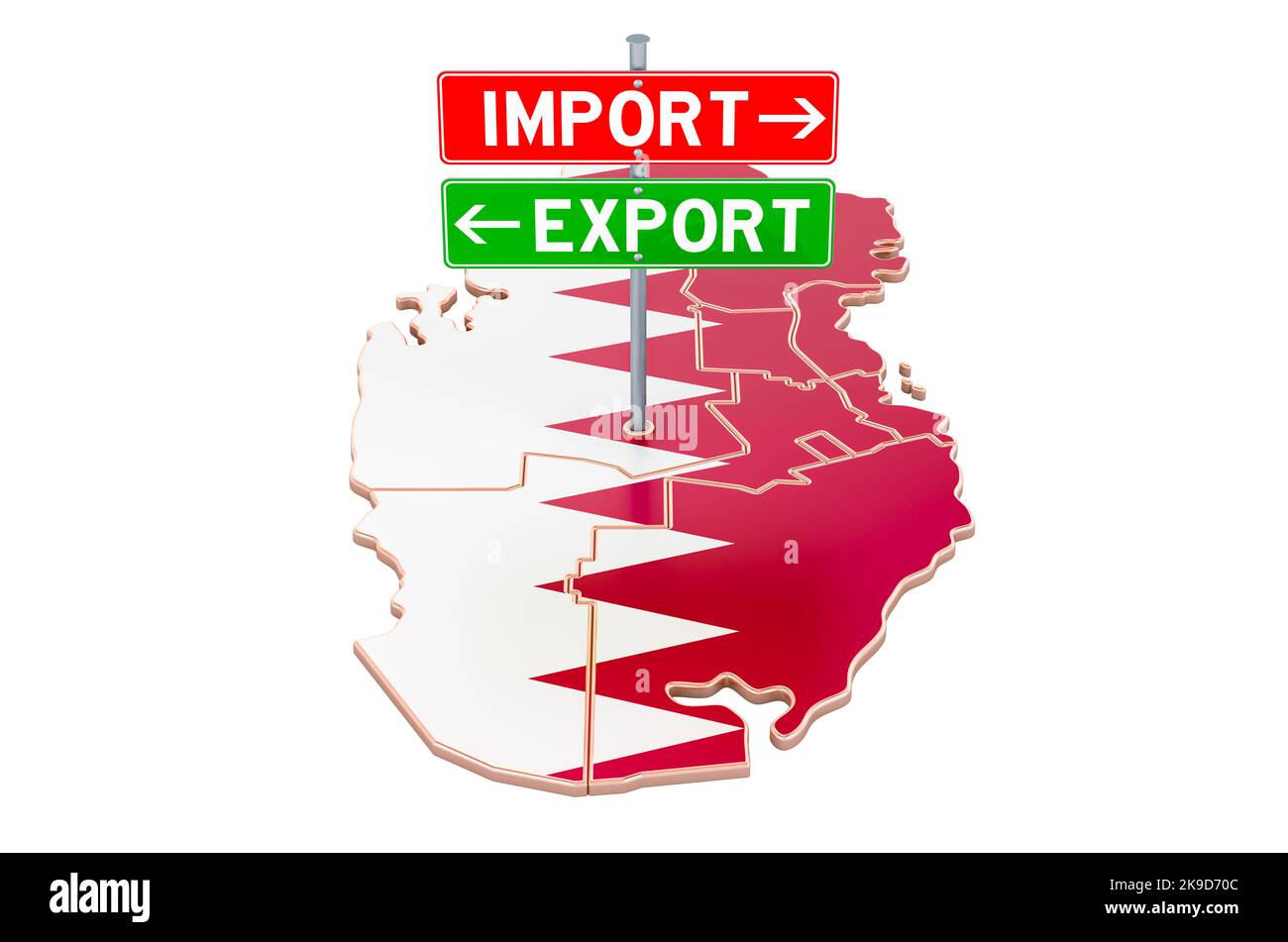 Import and export in Qatar concept, 3D rendering isolated on white ...