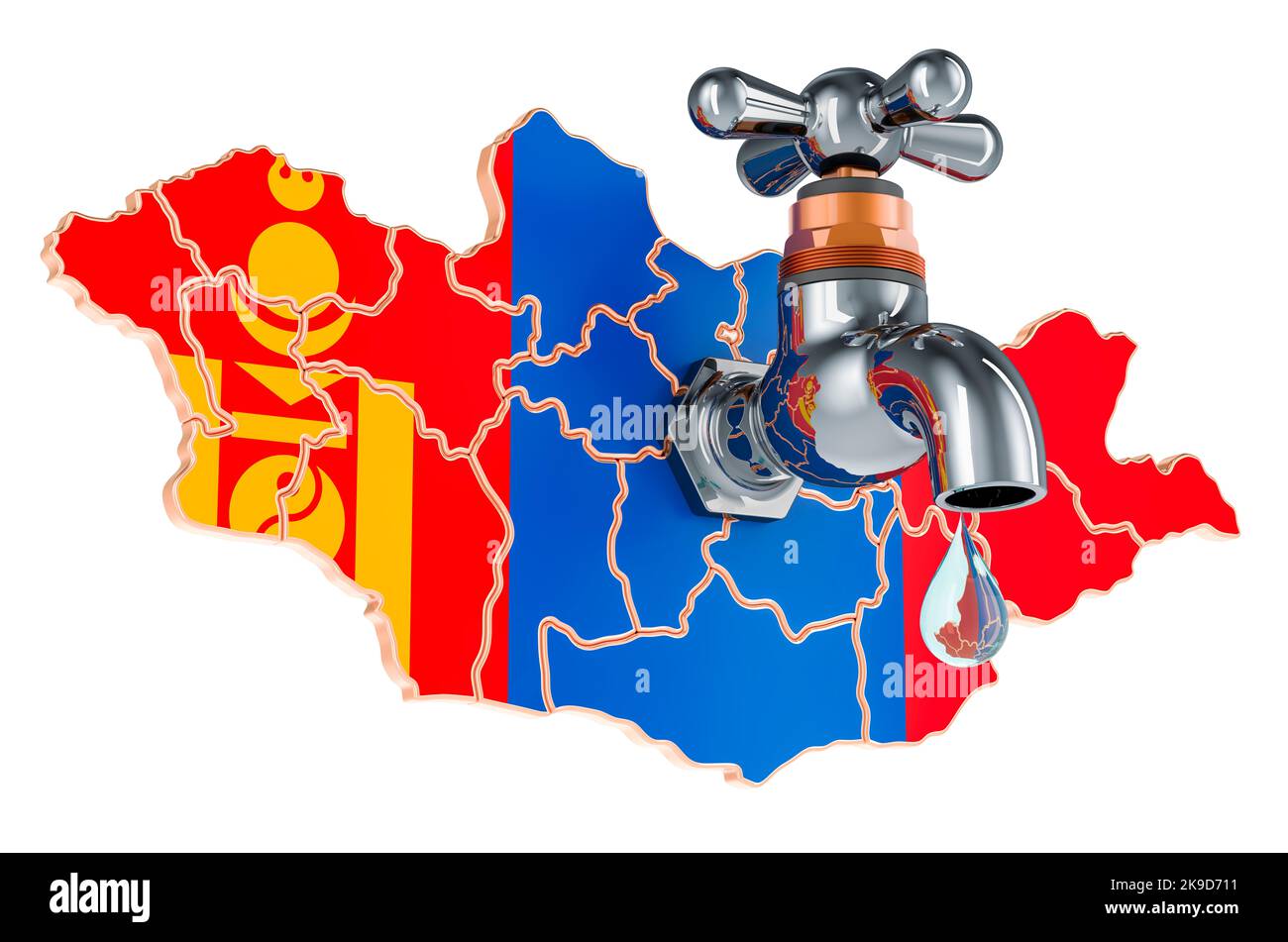 Water resources, drinking water of Mongolia concept, 3D rendering ...