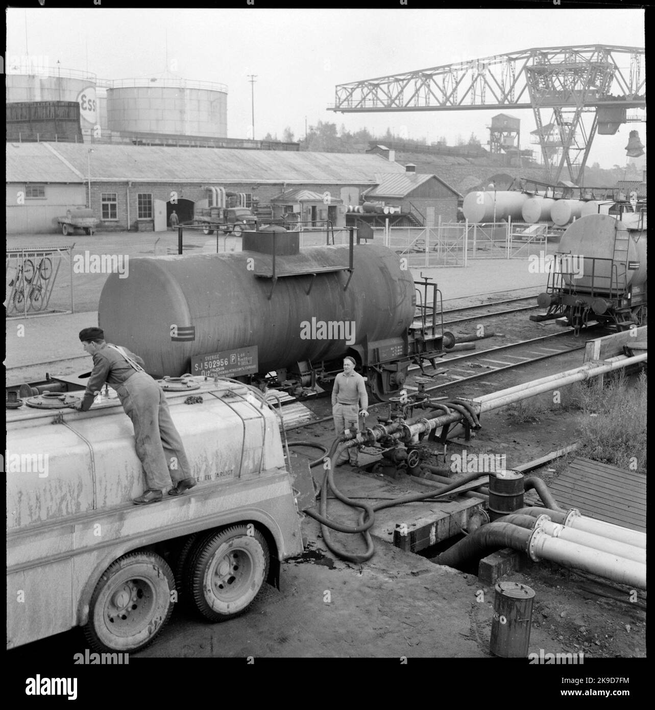 Tanker, Esso, at the oil pipes Stock Photo - Alamy