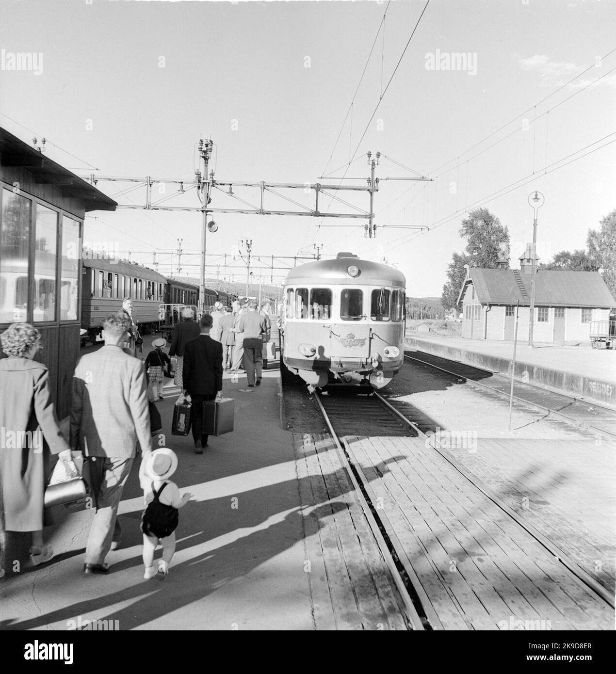 Traveling with rail bus and nice train at Mellansel station Stock Photo ...