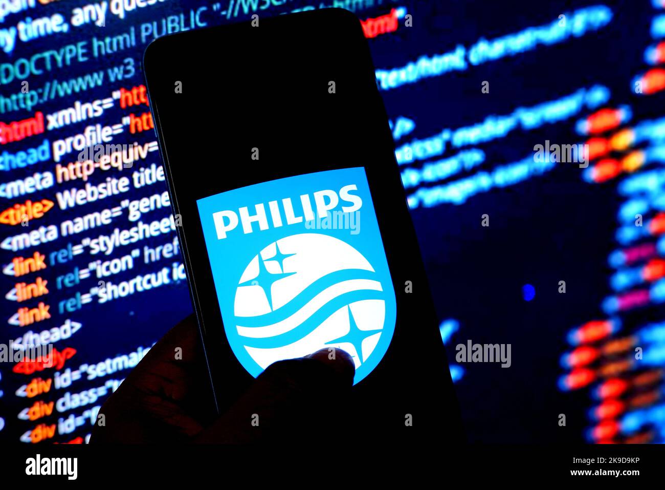 In this photo illustration, a Philips logo is displayed on a smartphone ...