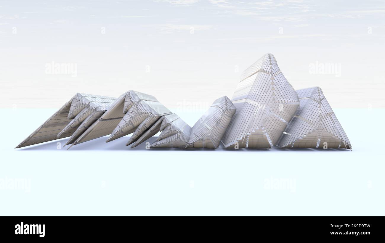 3D Illustration of an architectural structure based on the contours of ...