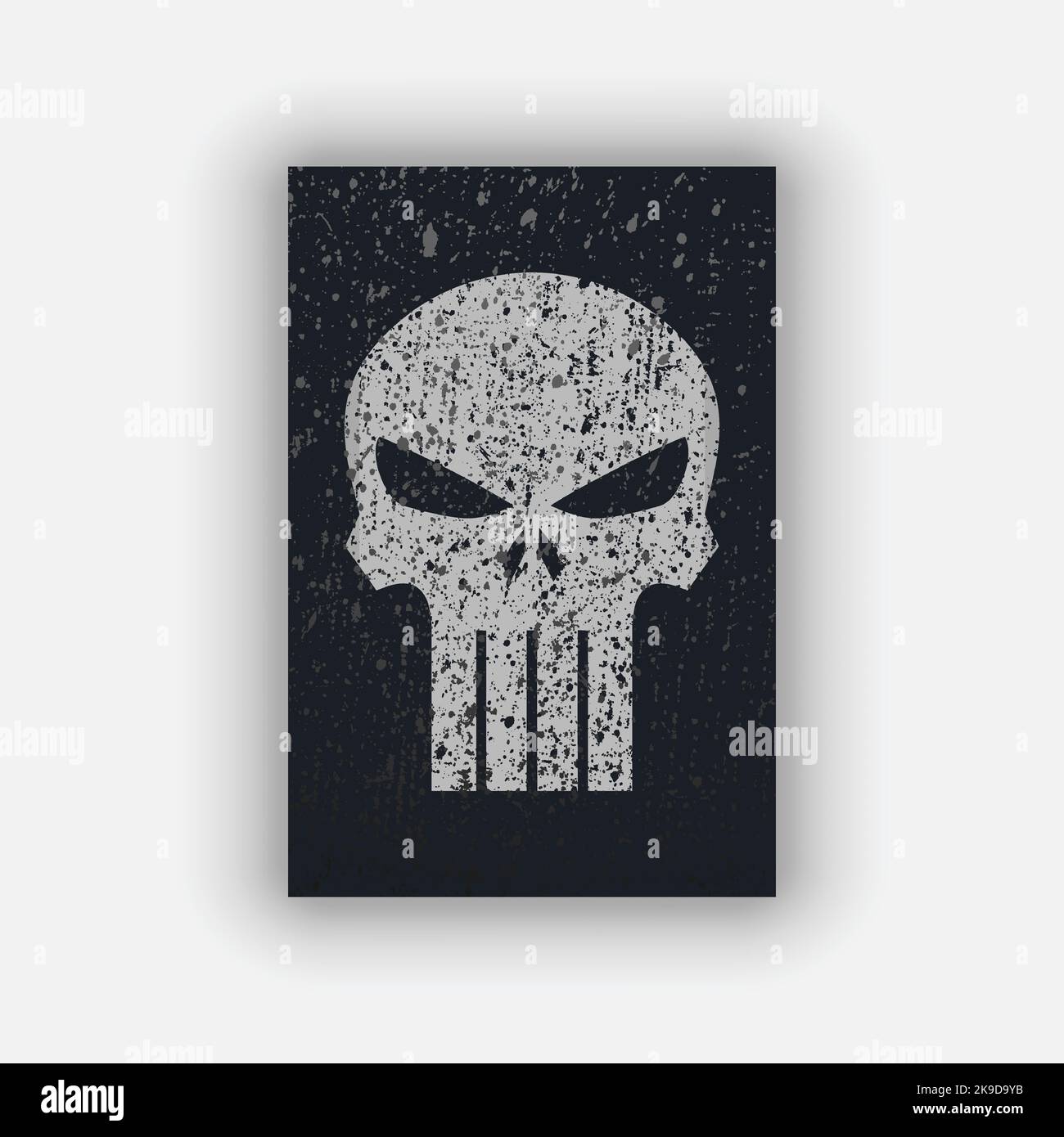 Skull of punisher poster with gritty texture graphics design, vector ...