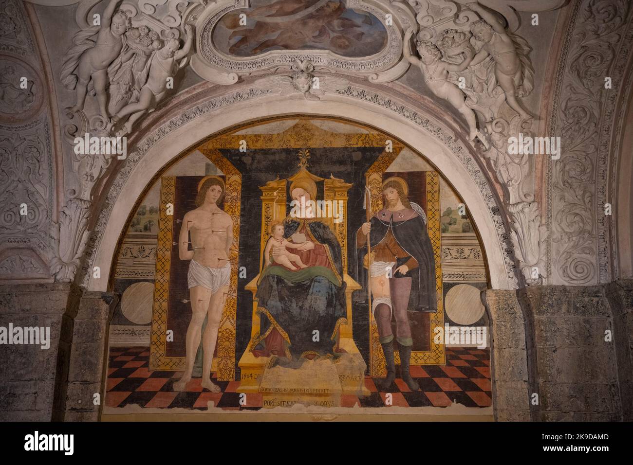 A wall mural in the Basilica of San Fedele, Como, Lombardy, Italy Stock ...