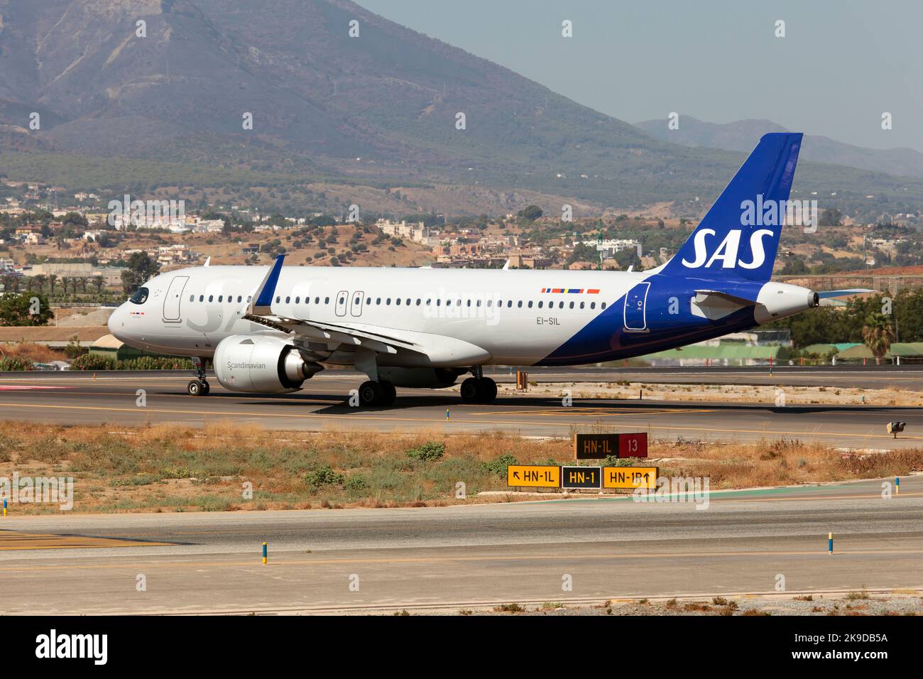 Malaga, Spain. 21st Aug, 2022. A SAS Connect Airbus 320 NEO lining up ...