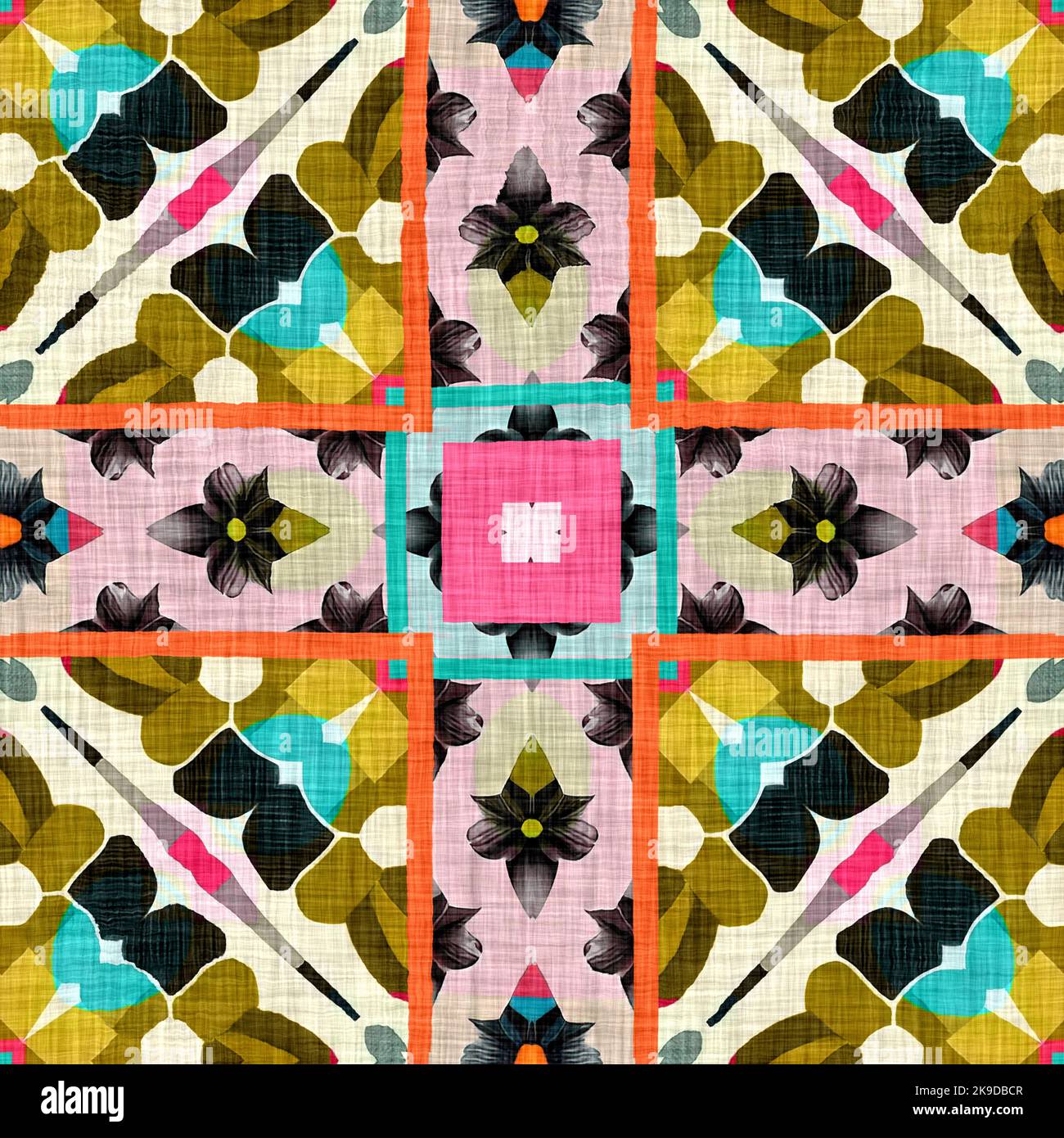 Kitsch pattern geometric retro design in seamless background. Trendy ...