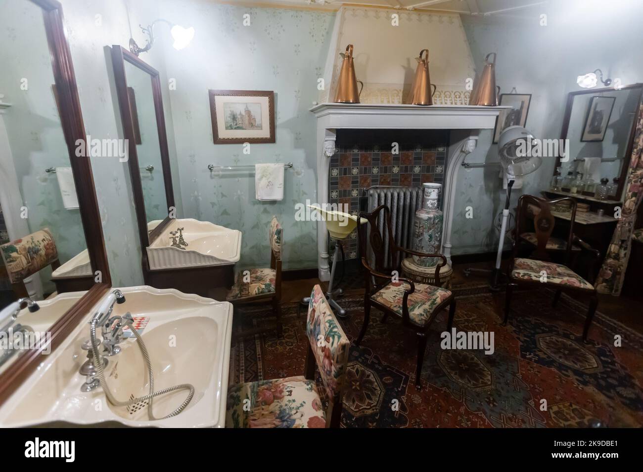 View of restored bathroom in Castle de Haar, Netherlands Stock Photo ...