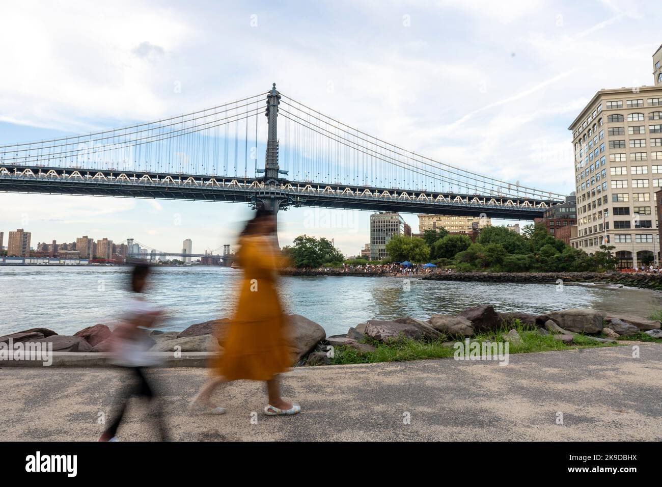 Empire Fulton Ferry promenade area in Brooklyn Bridge Park. Located ...