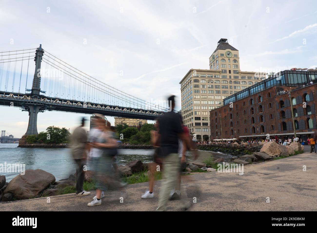 Empire Fulton Ferry promenade area in Brooklyn Bridge Park. Located ...