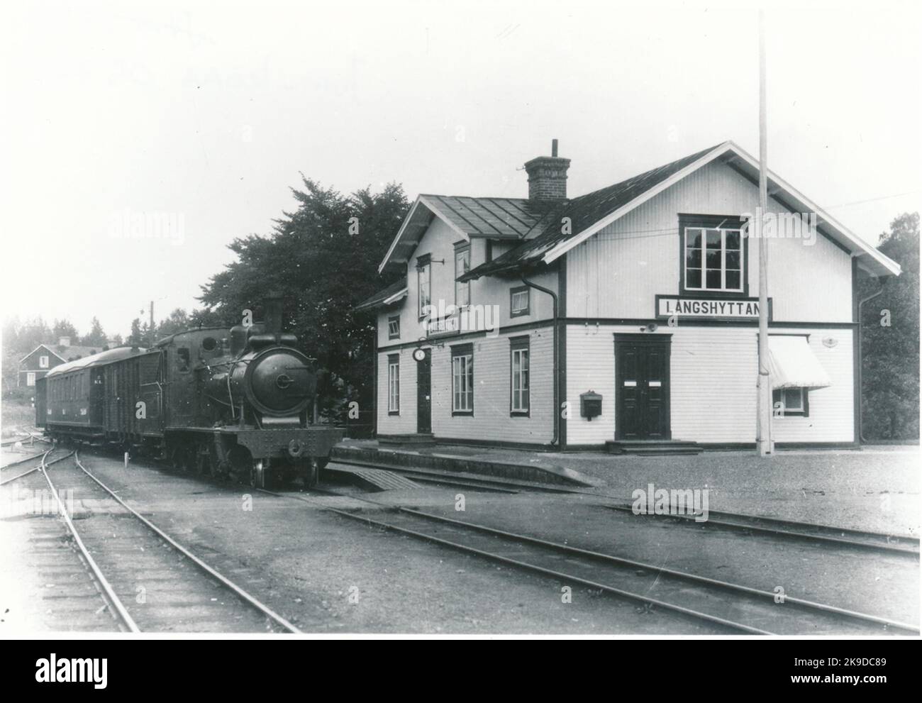 Långshyttan station. On the track is Byvalla-Långshyttan Railway steam ...