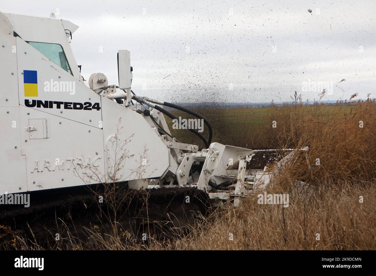 KHARKIV REGION, UKRAINE - OCTOBER 27, 2022 - An Armtrac 400 mine ...