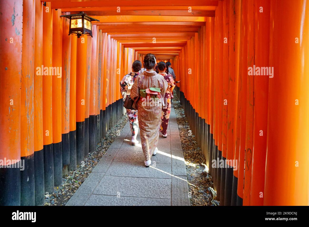 Kyoto circa september 2022 - Japanese women wearing kimono, taking a ...