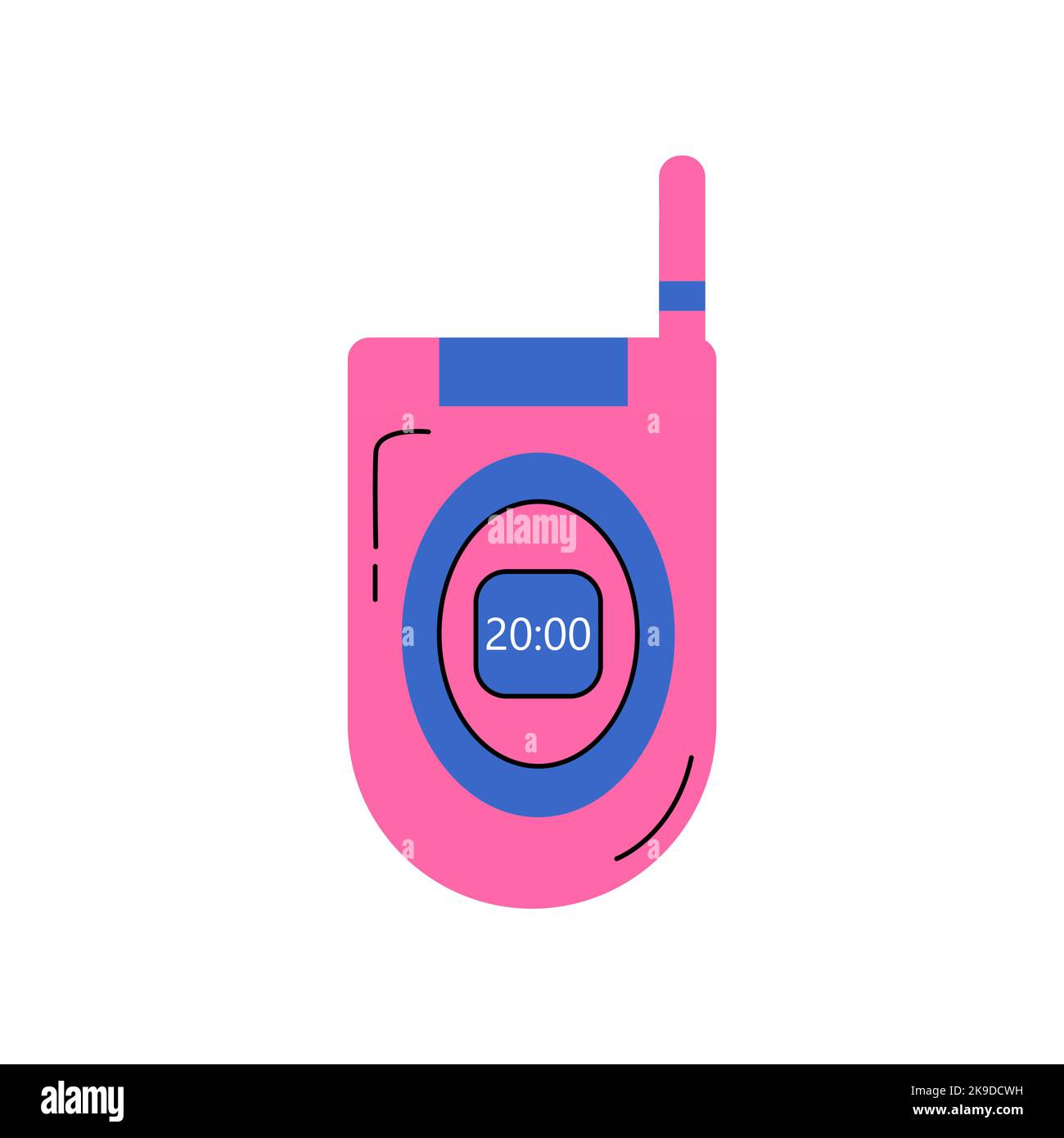 Y2k Groovy Element Retro Mobile Phone Isolated On White Background
