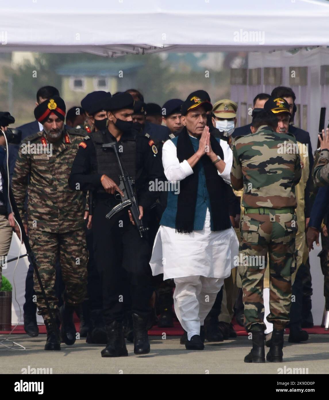 SRINAGAR, INDIA - OCTOBER 27: Defense Minister Rajnath Singh at the Shaurya Diwas celebrations ...