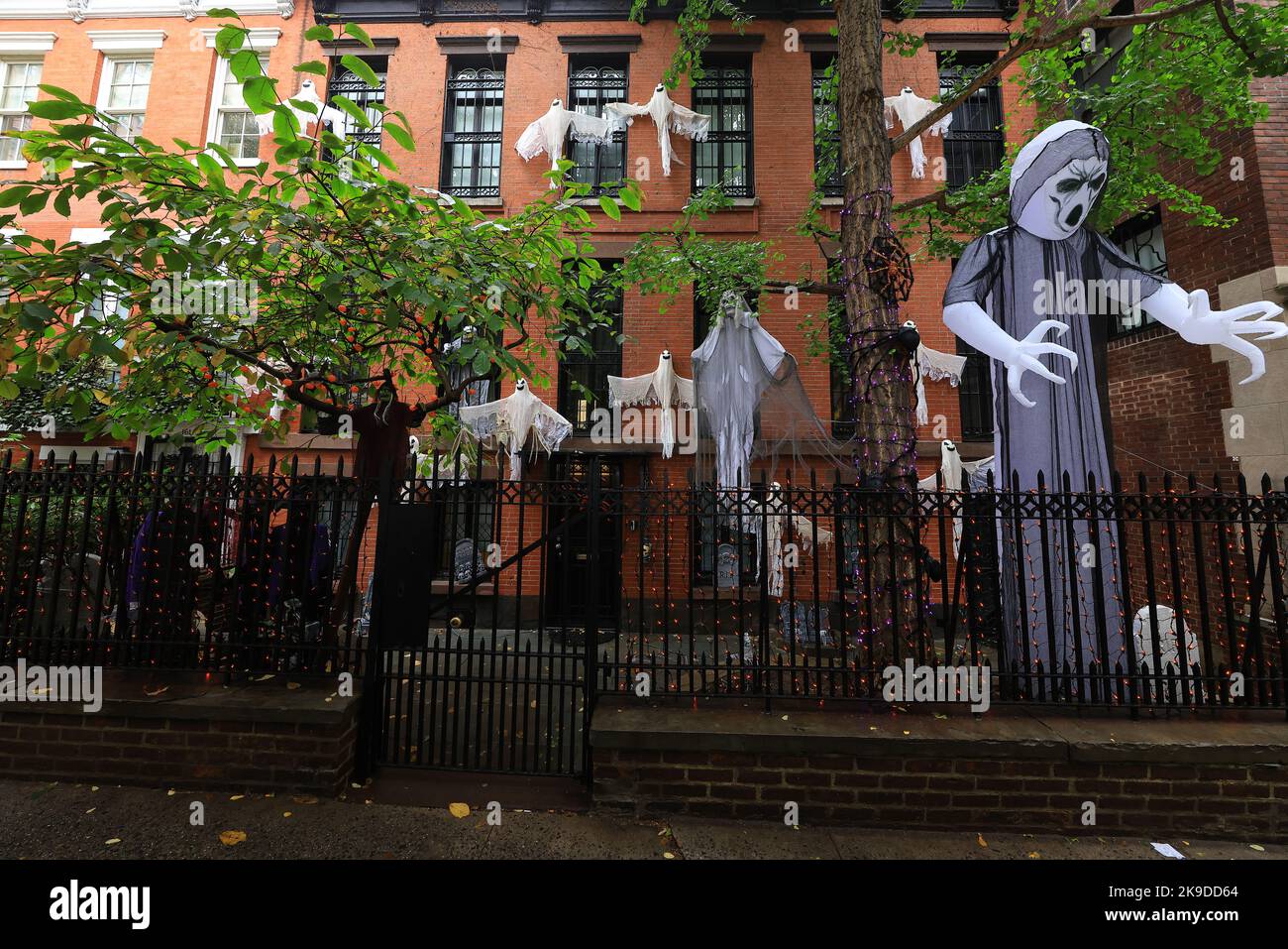 NEW YORK, NEW YORK - October 26, 2022: Ghosts covered the exterior of a ...