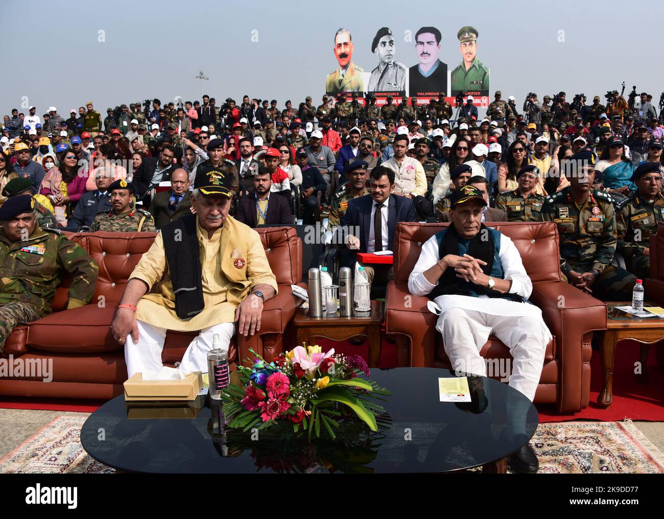 SRINAGAR, INDIA - OCTOBER 27: Defence Minister Rajnath Singh with Jammu ...