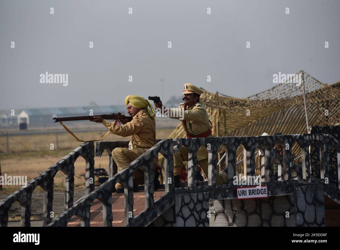 SRINAGAR, INDIA - OCTOBER 27: Indian Army soldiers perform the re ...