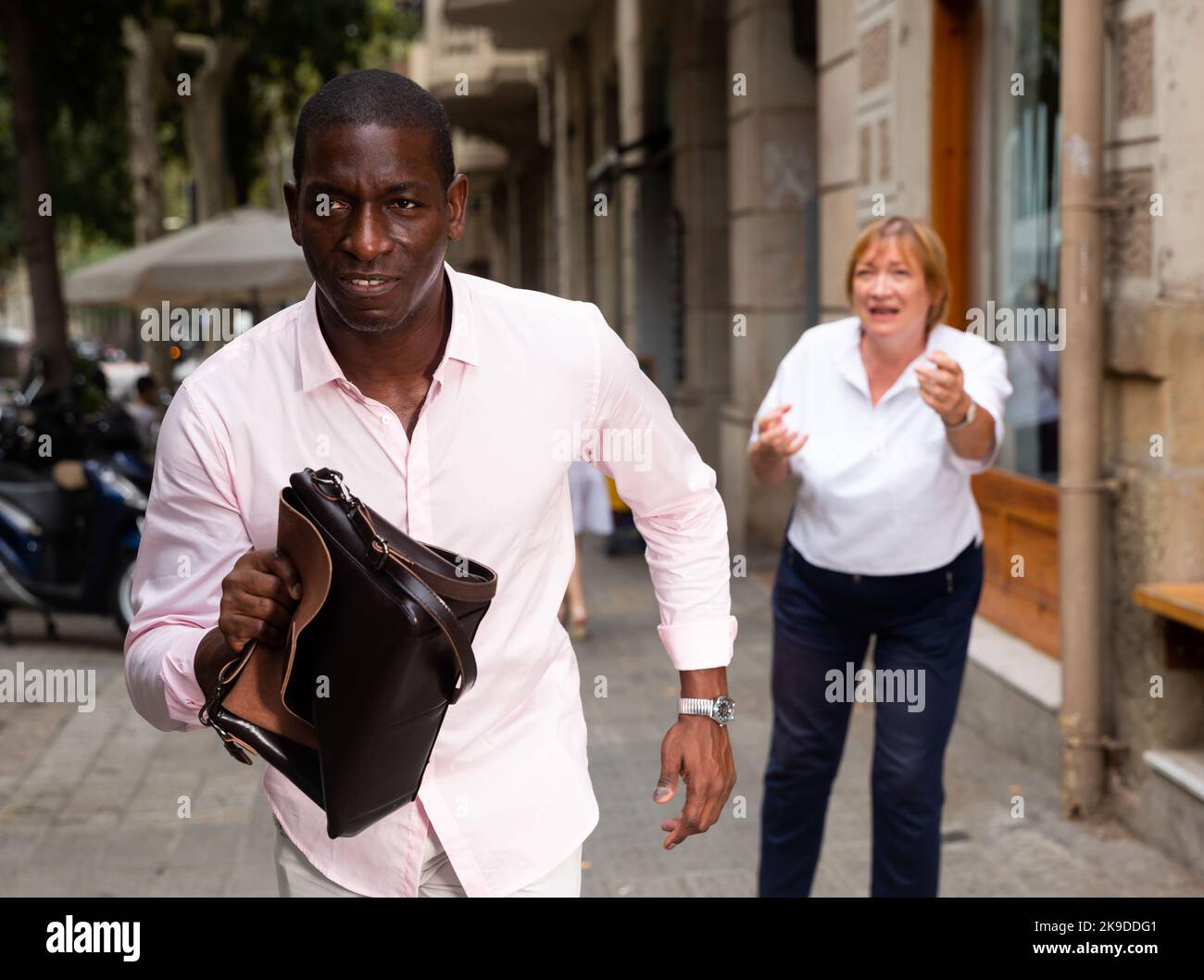 Woman running scared outdoor hi-res stock photography and images - Alamy