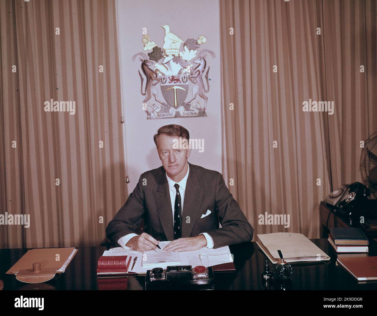 April, 13,1964, Harare, Zimbabwe: Ian Smith sitting in his office. IAN ...
