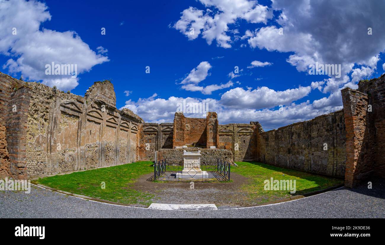 Pompeii Italy a site visited by many tourists where much evidence has ...