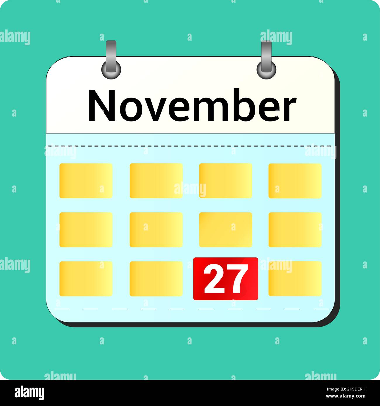 calendar vector drawing, date November 27 on the page Stock Vector ...