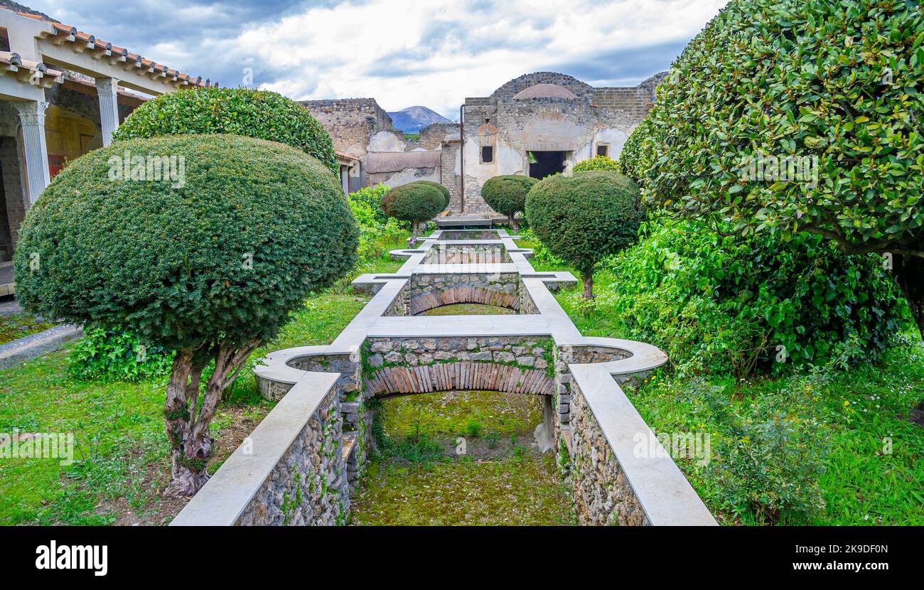 Pompeii Italy a site visited by many tourists where much evidence has ...