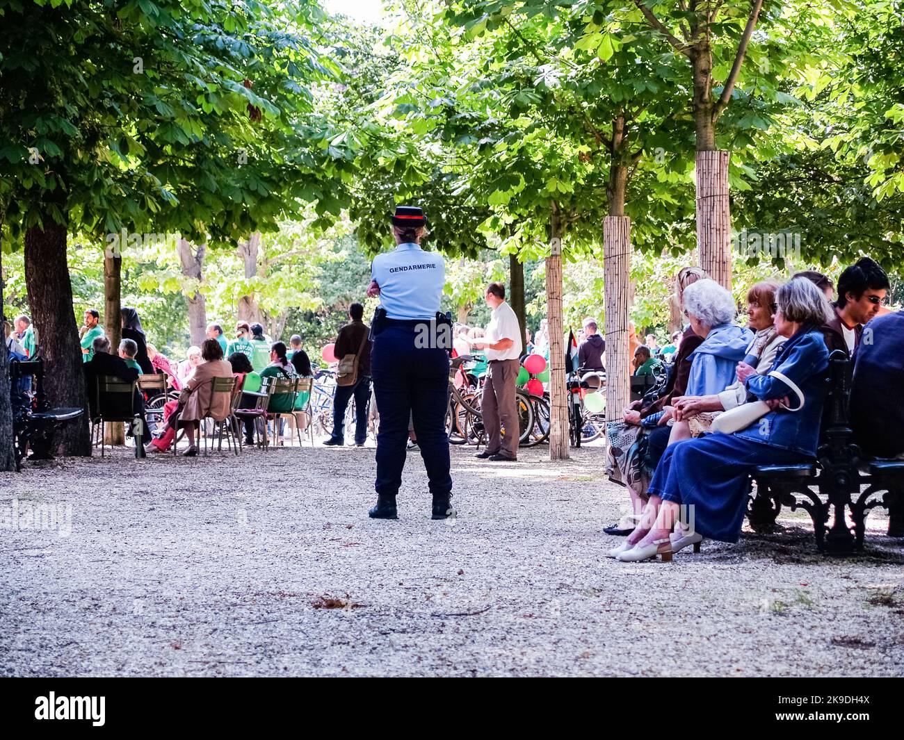 Paris France - June 2009; member of Gendarmerie standing watching ...