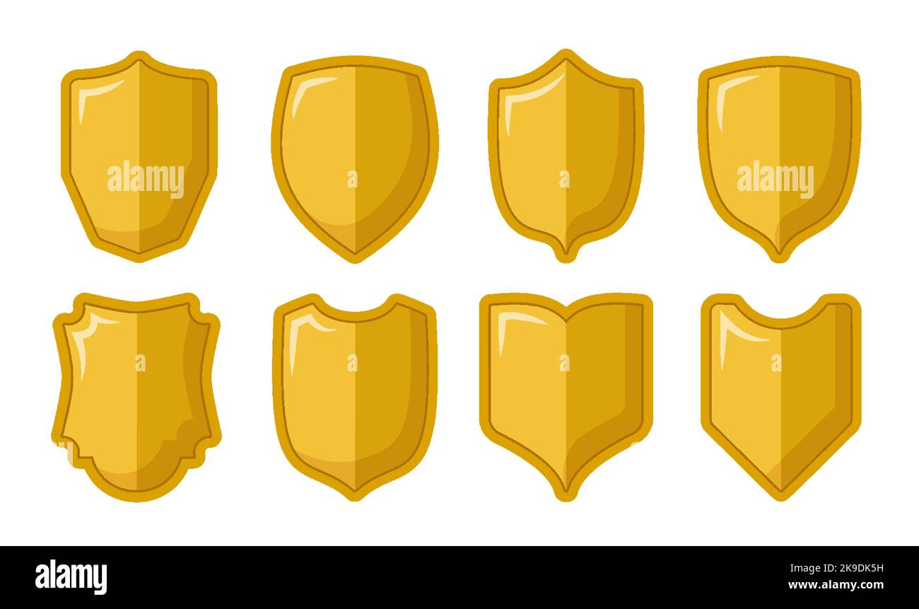 Shields Golg Flat Icon Set Different Shapes Guard Security Sign