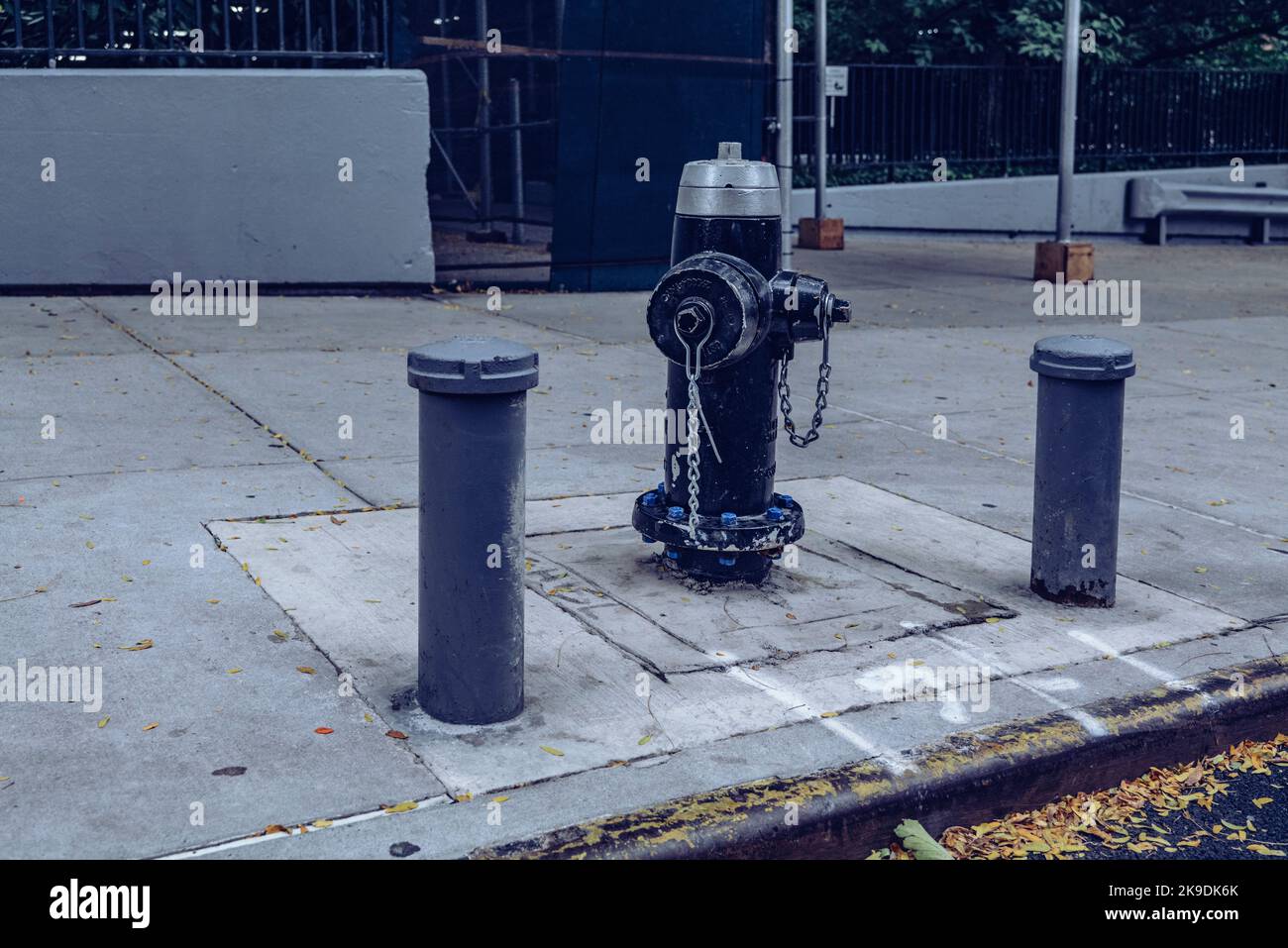 Classic Black US-style fire hydrant seen installed on a New York ...