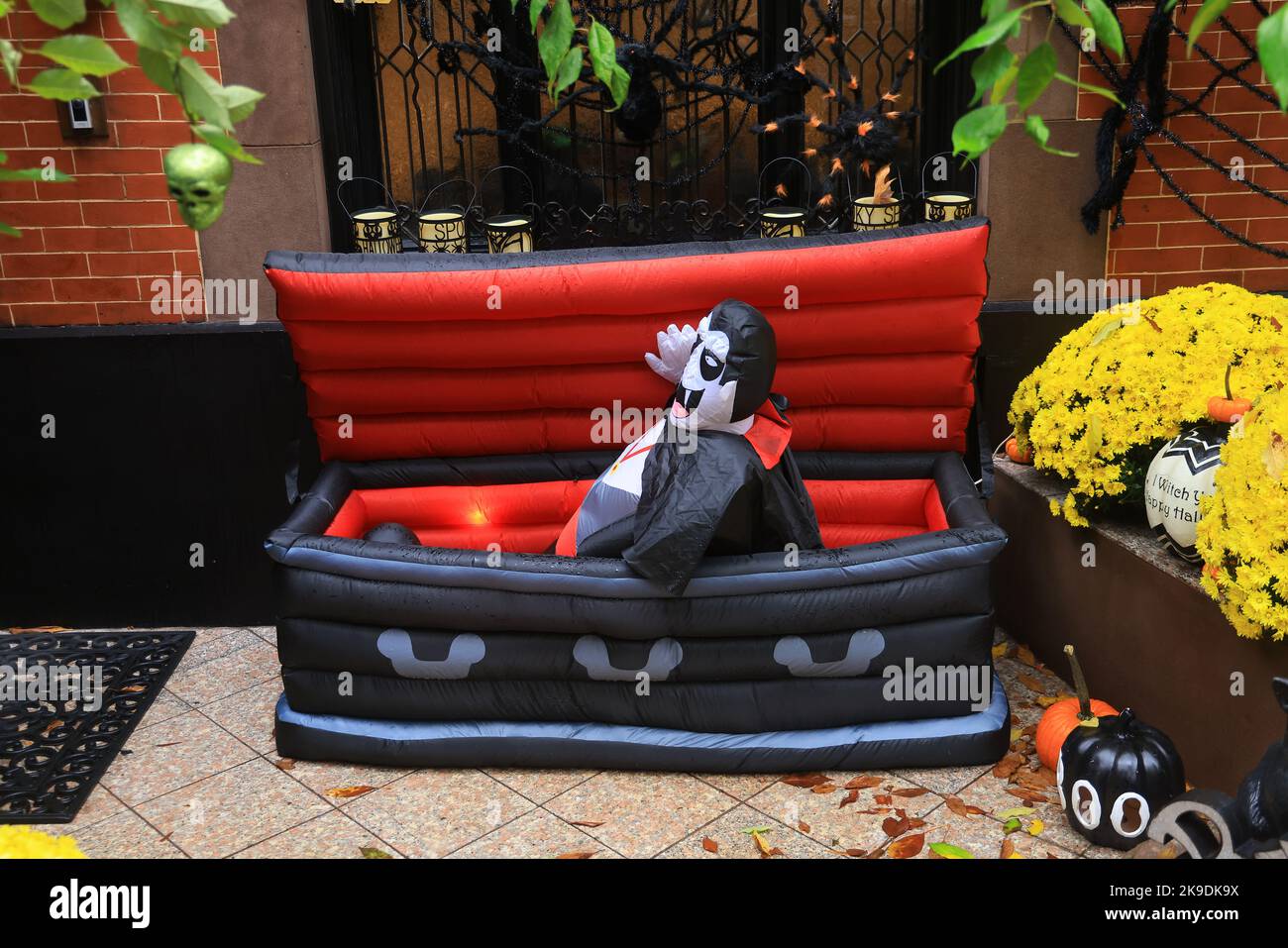 NEW YORK, NEW YORK - October 25, 2022: Count Dracula’s coffin opens and ...