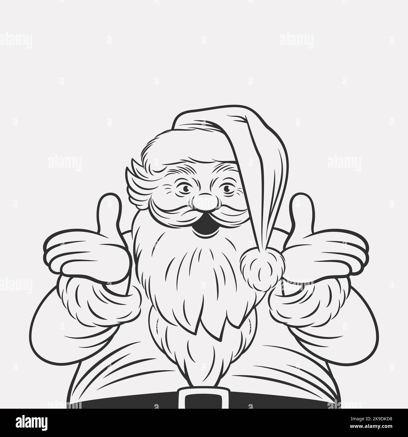 Vector Black and White Happy Santa Claus in Retro Cartoon Comic Style ...