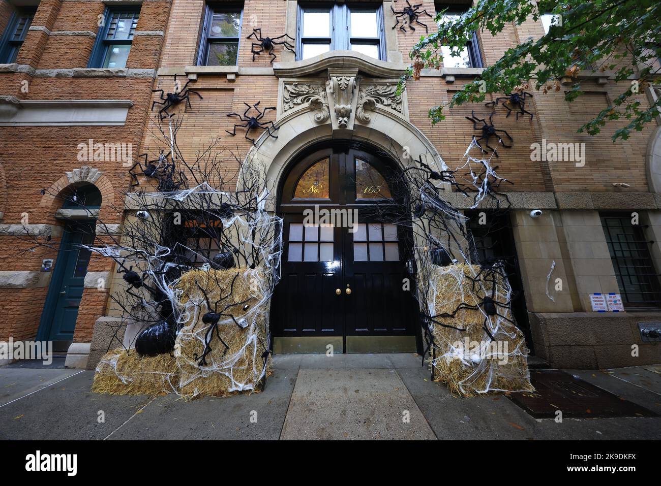NEW YORK, NEW YORK - October 25, 2022: Spiders and cob webs cover the ...