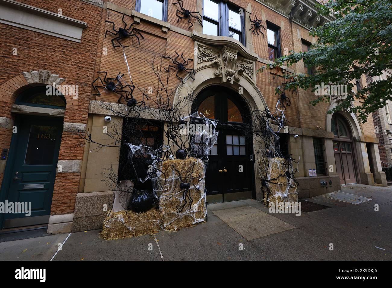 NEW YORK, NEW YORK - October 25, 2022: Spiders and cob webs cover the ...