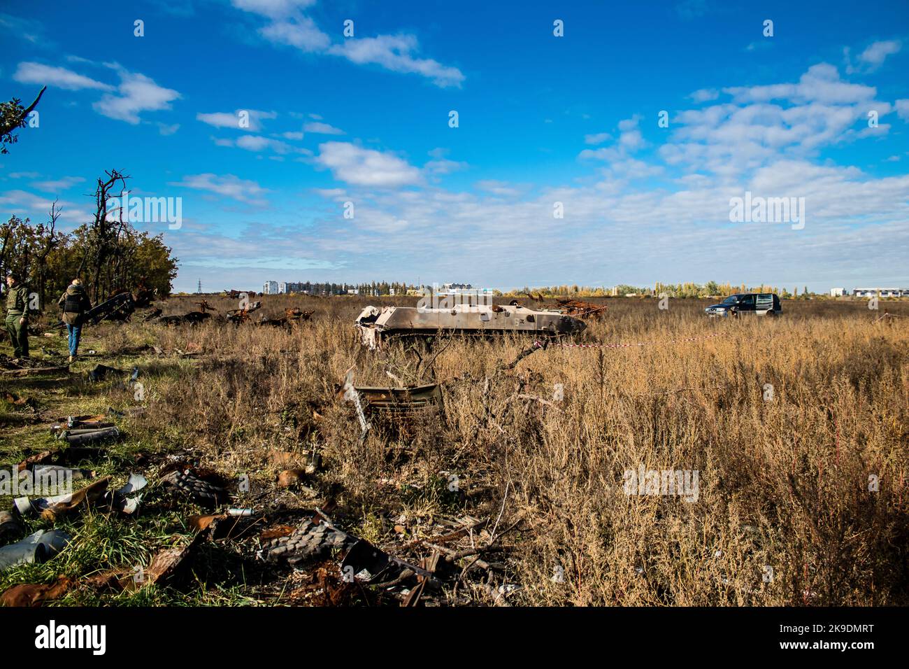 Battlefield near Kherson in Ukraine, after the Russian army has ...