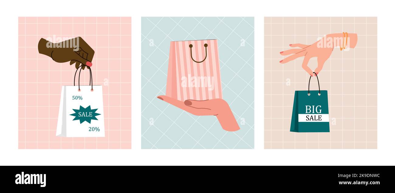 Hand holding paper shopping bag Stock Vector Images - Alamy