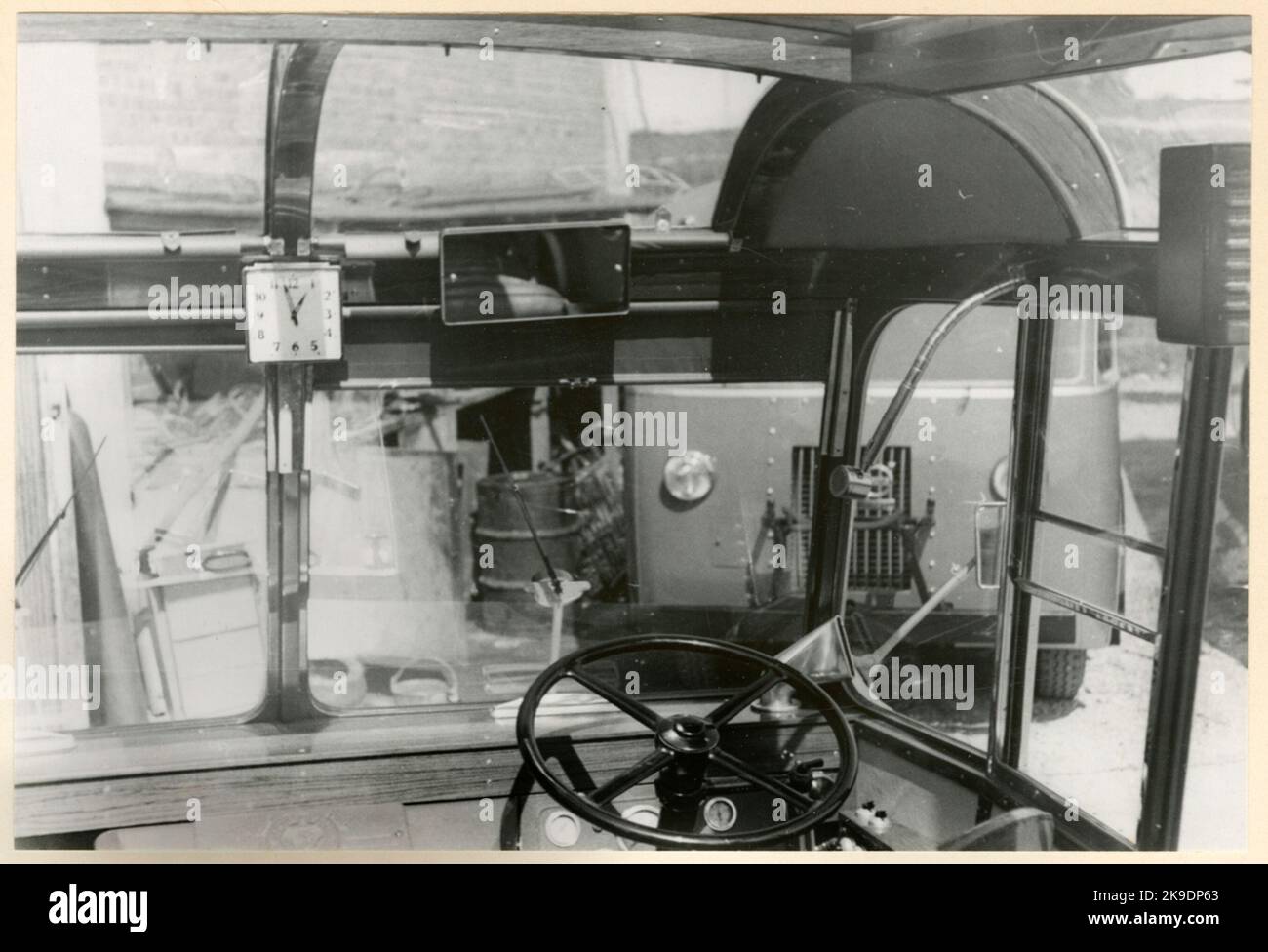 Interior at the driver's seat on bus Stock Photo - Alamy