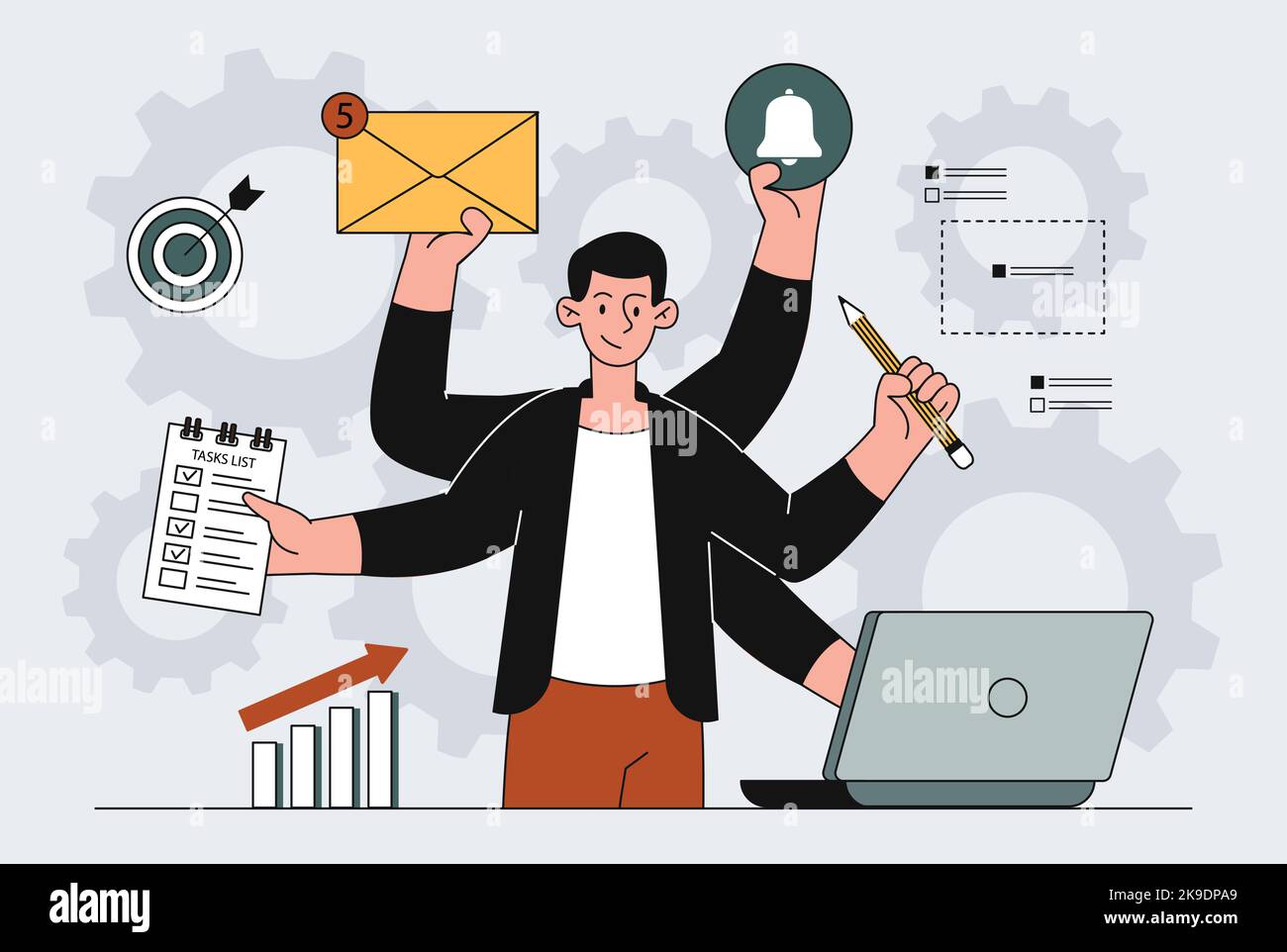 Multitasking businessman concept outline hi-res stock photography and ...