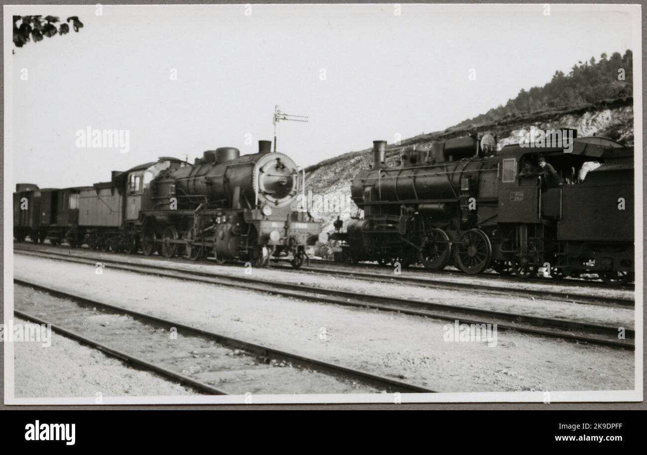 The right steam locomotive is of class 324 Stock Photo - Alamy