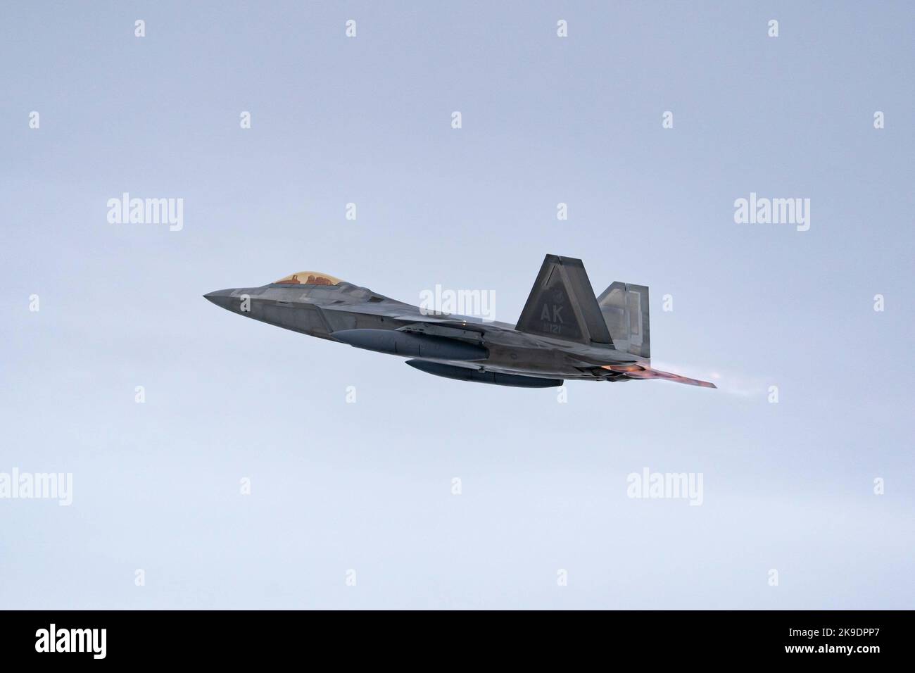 A U.S. Air F-22 Raptor assigned to the 3rd Wing takes off at Joint Base ...