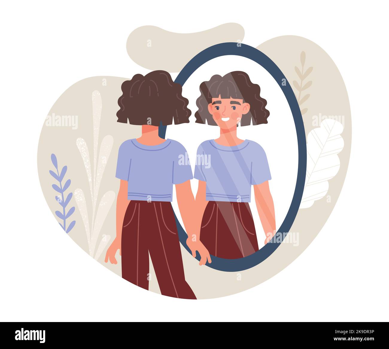 Girl in front mirror Stock Vector Images - Alamy