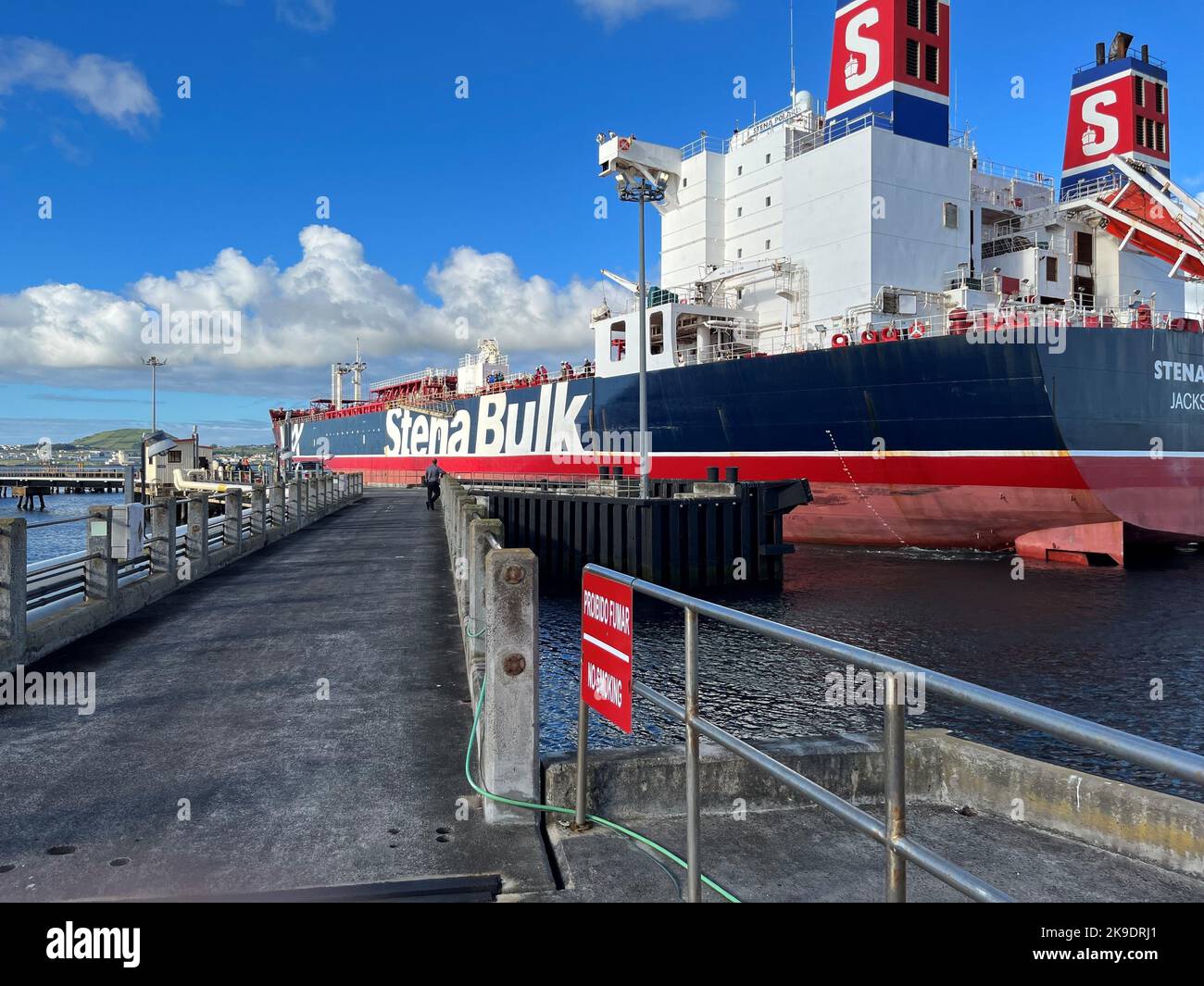 A fuel tanker docks at the U.S. Air Force military pier for a 3.7M ...