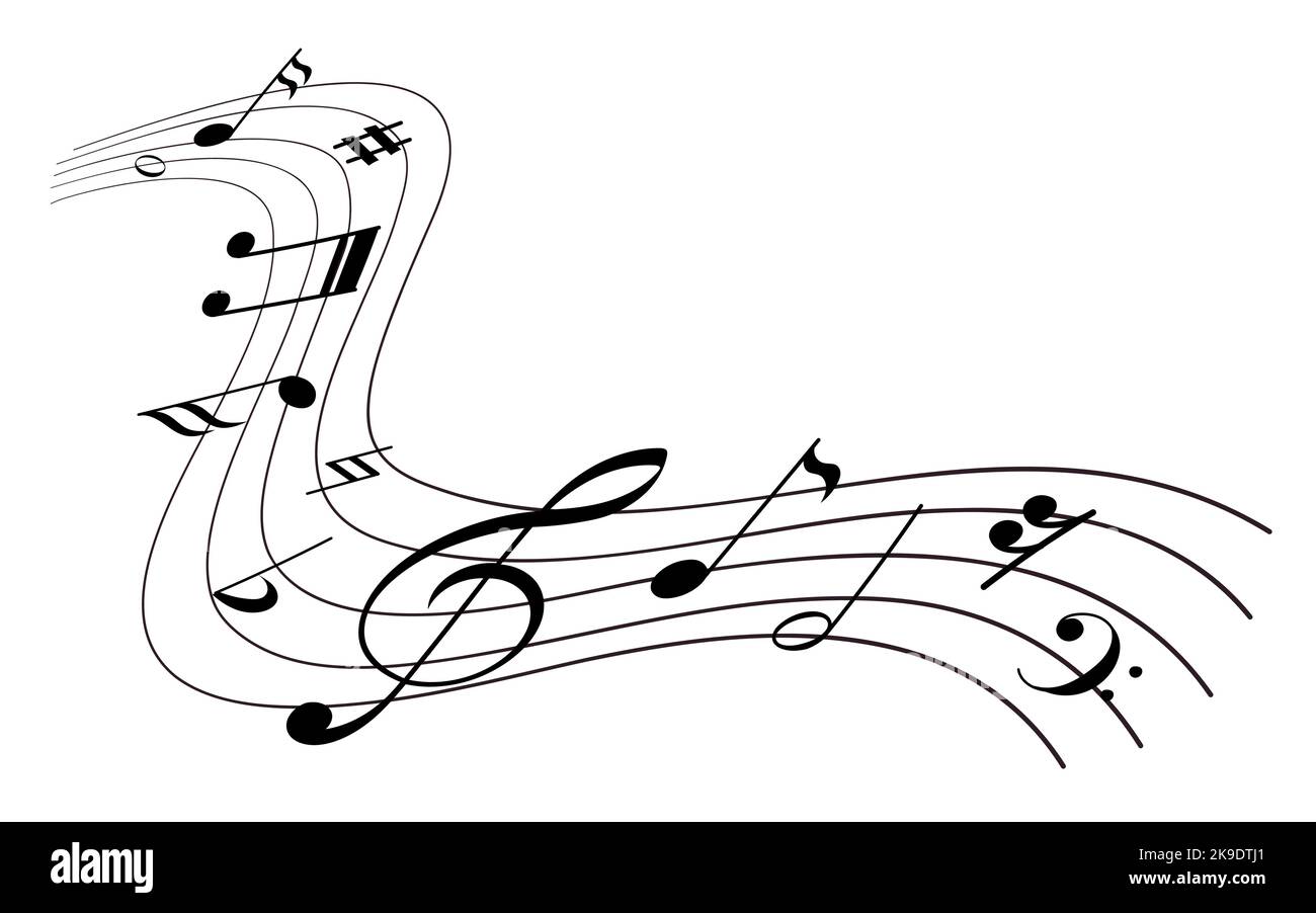 Music notes musical elements vector illustration on white background ...