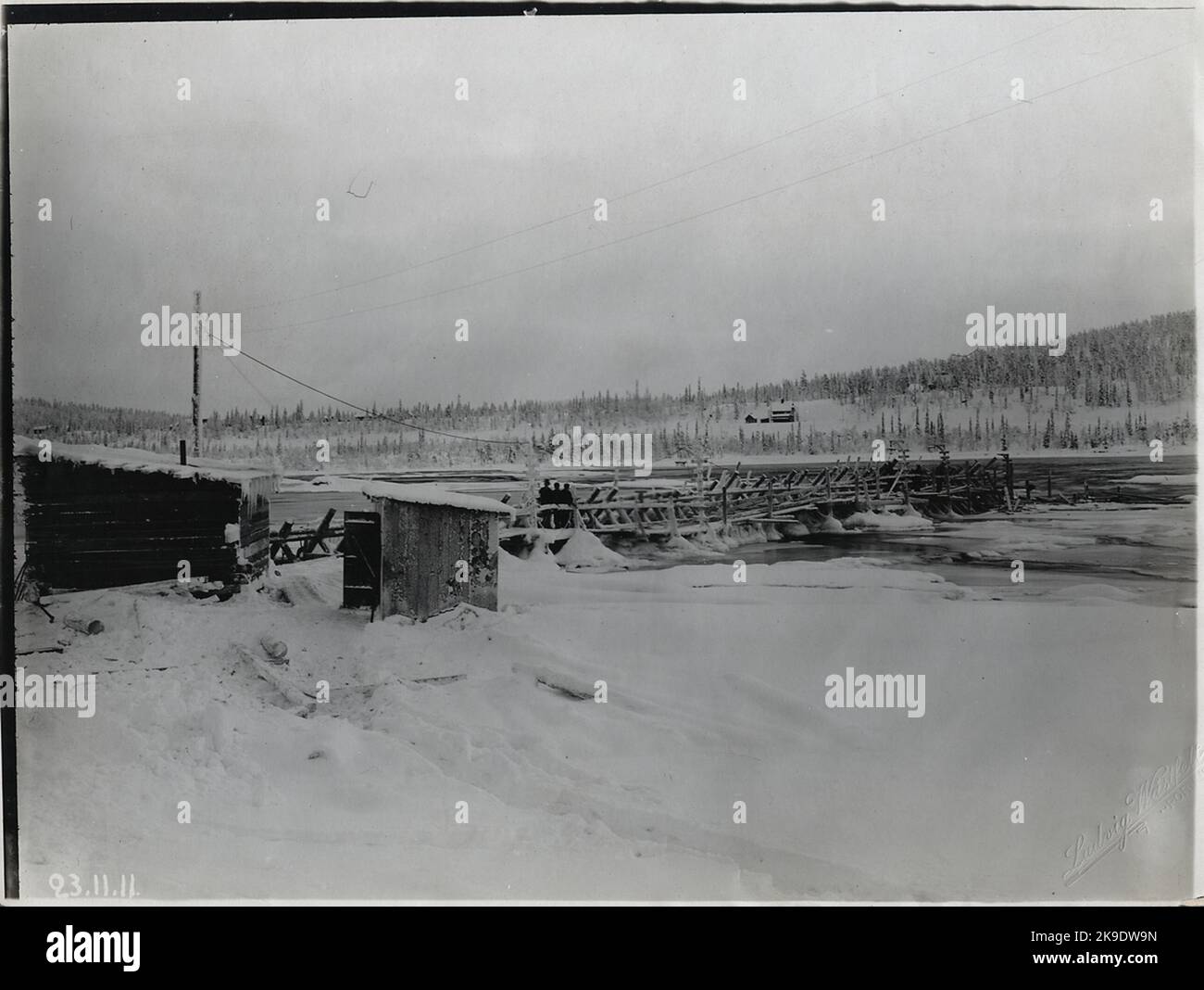 Porjus power plant during construction at Stora Lule River. The catch ...