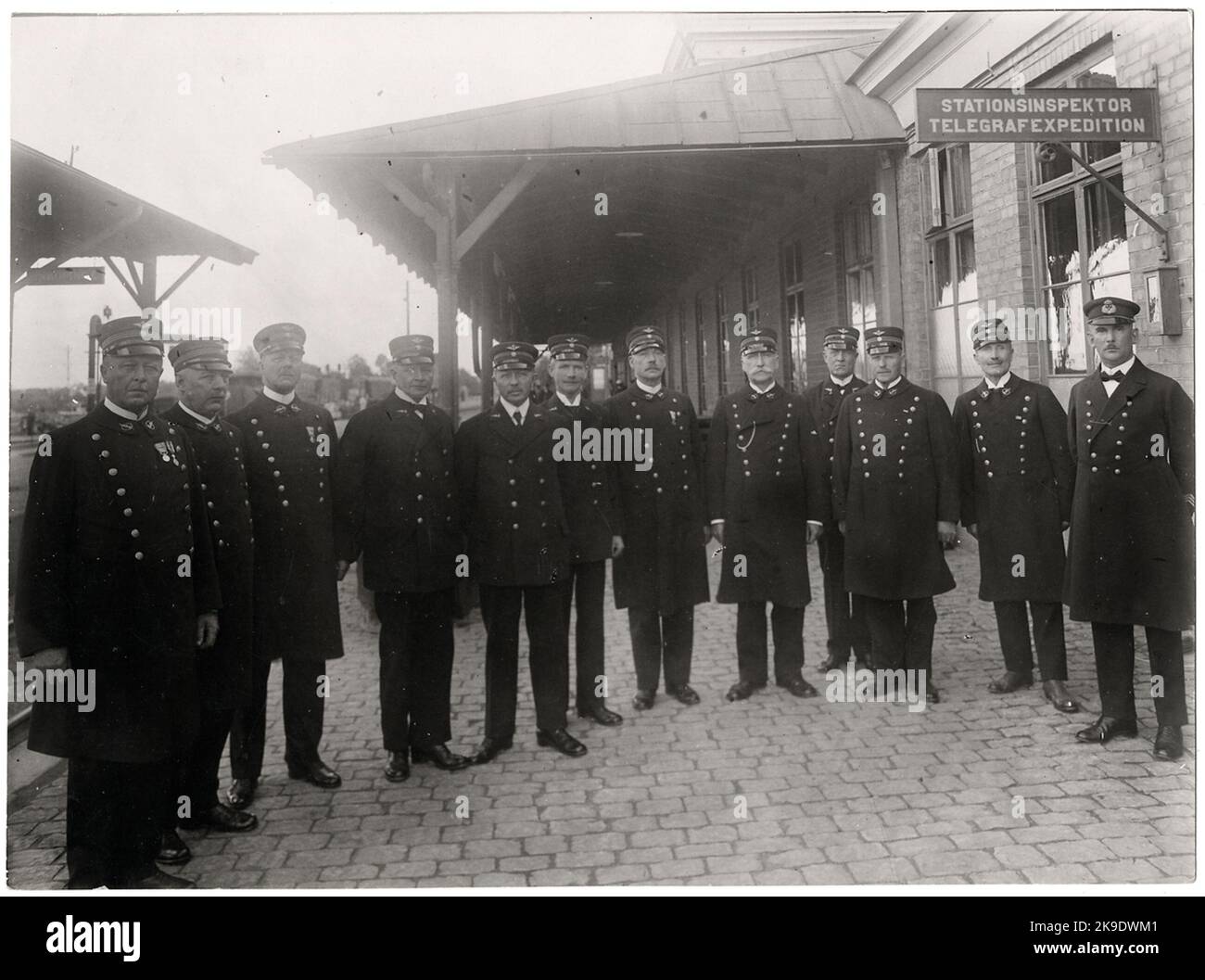 Station inspector Gustaf Dahlström and conductor staff in Linköping ...
