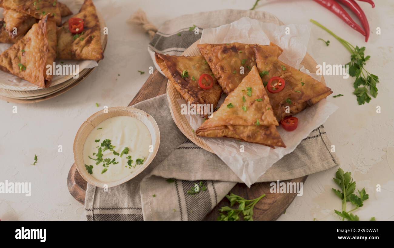 Indian samosas - fried or baked pastry with savoury filling, popular ...