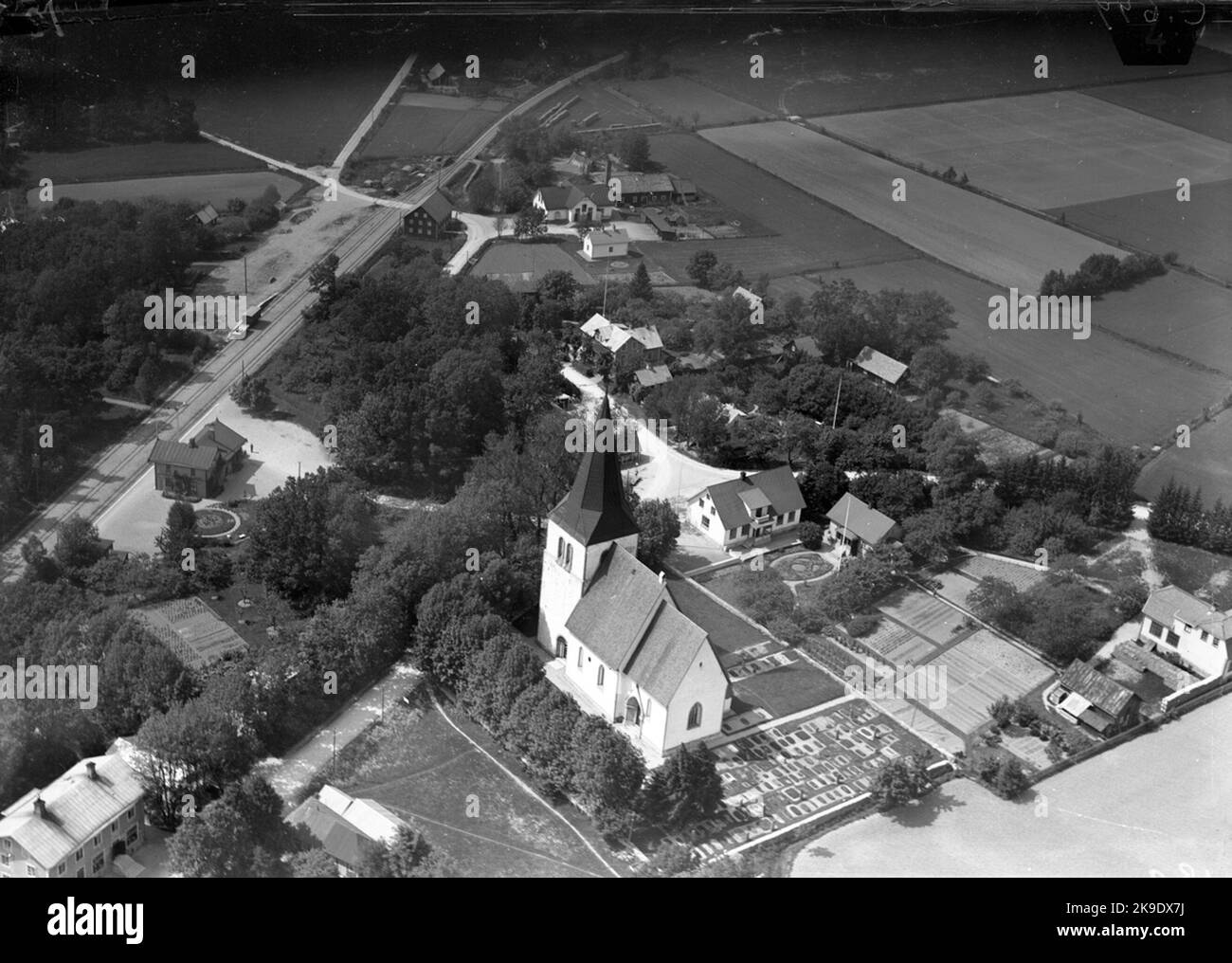 Aerial photo of the church and the station station was built in 1878 ...