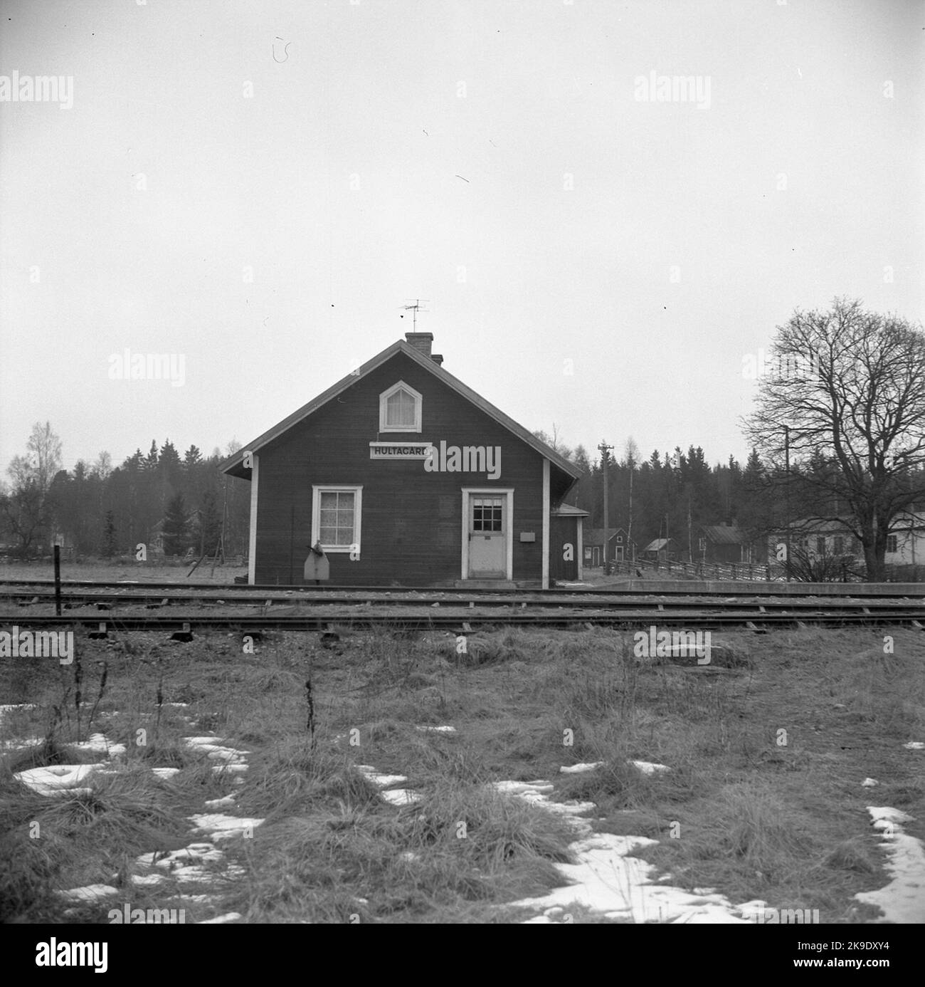 Stop built in 1885. One -storey station house in wood Stock Photo - Alamy