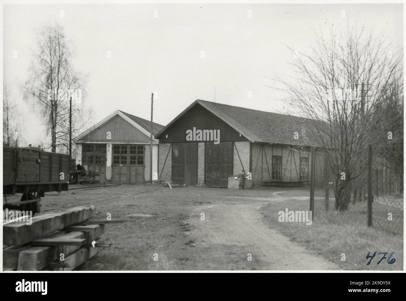 Garage for vehicles and stables for train cars Stock Photo - Alamy