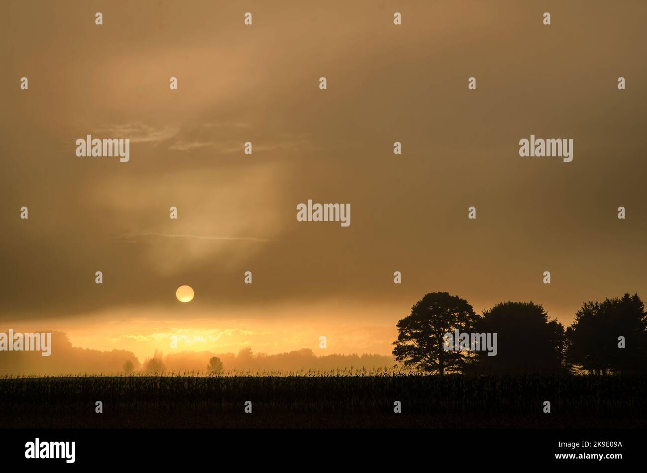 The sun sets over a farm in Door County, Wisconsin Stock Photo - Alamy